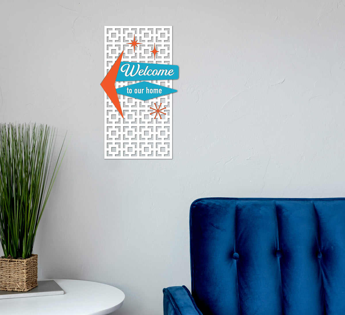 Mid Century Modern Style Welcome Sign w/Breezeway Block Background ...