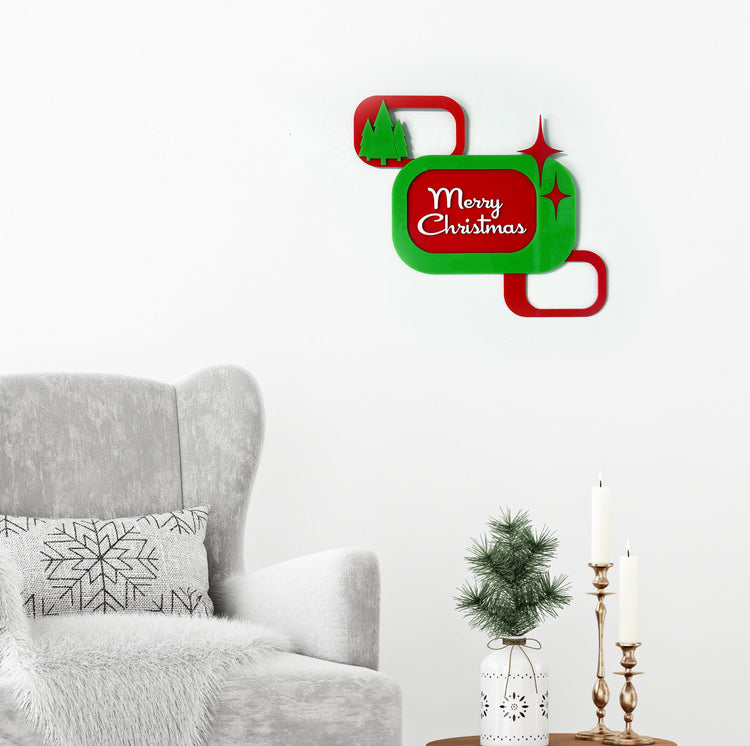 Merry Christmas Atomic Rectangles Sign | Mid Century Modern Holiday De ...